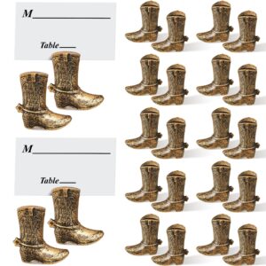 beeveer 24 pcs cowboy boots table card holder cute table number holders 1.9 x 1.6'' alloy place photo stand for guest party favor wedding anniversary decorations