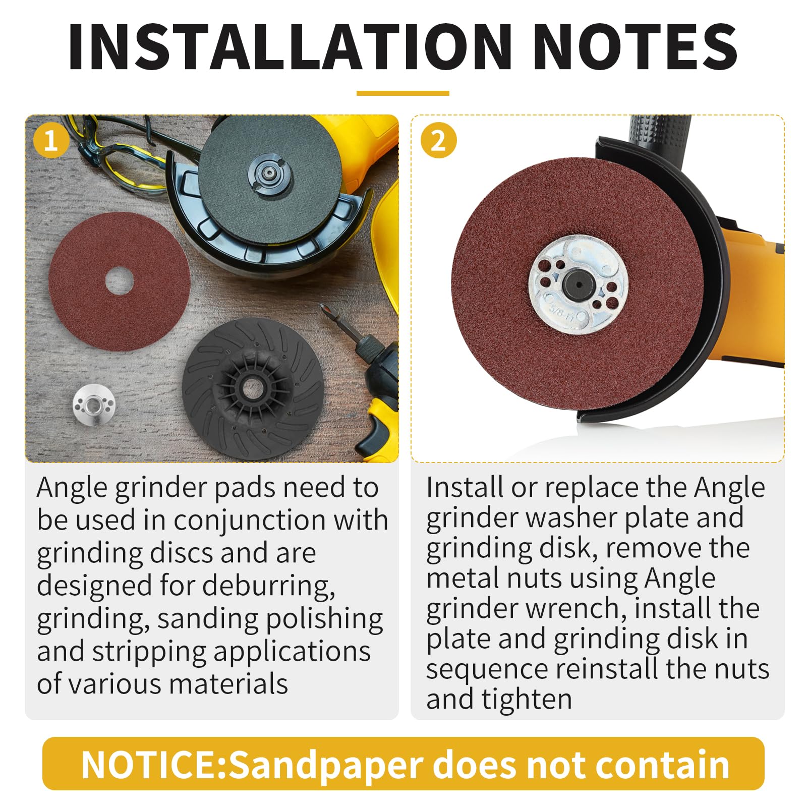 Angle Grinder Backing Pad, 4.5" x 5/8"-11 2PCS Angle Grinder Ribbed Backing Pad Resin Fiber Disc for Grinding Polishing Sanding Woodworking, 4-1/2" x 5/8"-11