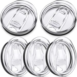 20 oz skinny replacement lids tumbler replacement lids plastic splash resistant lids covers spill proof skinny tumbler lid cup covers for mouth tumbler cooler cup (clear, 5 pack)