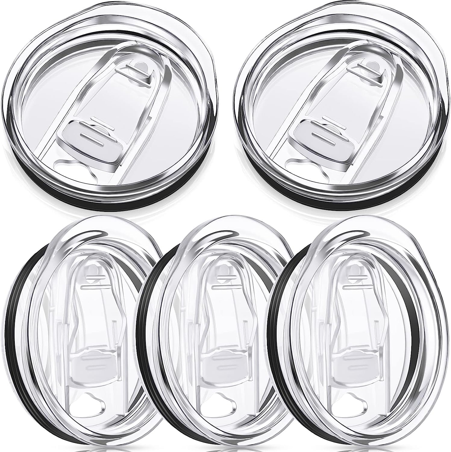 20 oz Skinny Replacement Lids Tumbler Replacement Lids Plastic Splash Resistant Lids Covers Spill Proof Skinny Tumbler Lid Cup Covers for Mouth Tumbler Cooler Cup (Clear, 5 Pack)