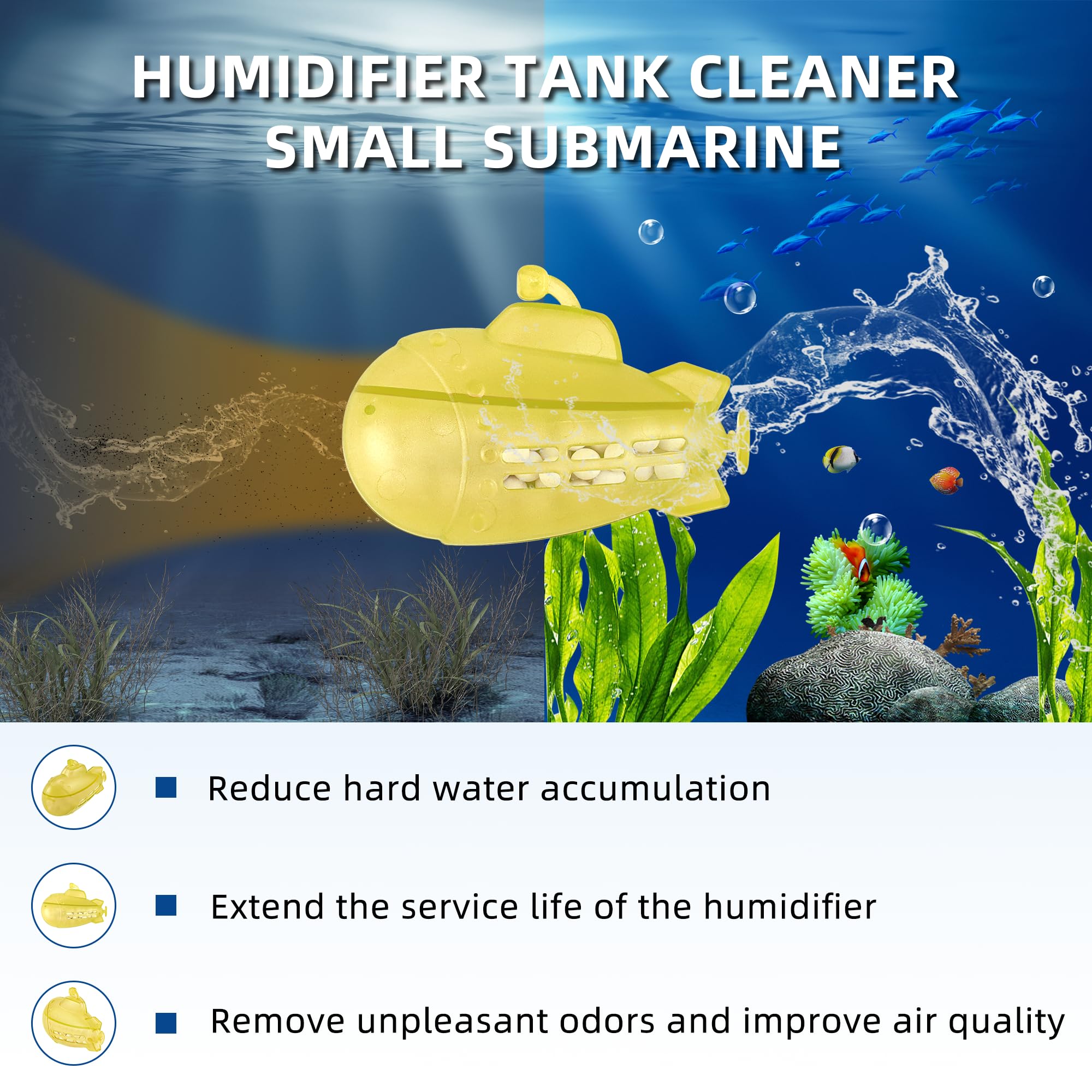 AMI PARTS Humidifier Cleaner Float Submarine for Warm&Cool Most Humidifiers and Fish Tank, Purifie Water, Soften Hard Water, Prevents Hard Water Build-Up, Universal Humidifier Cleaner (9 Pack)