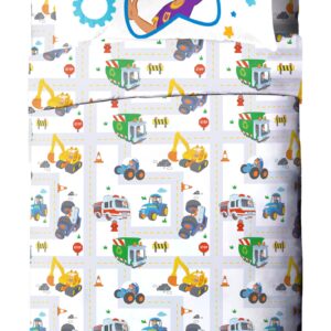 Jay Franco Blippi & Meekah Trucks Sheet Set - Twin Size Sheet Set - Super Soft Kids Cartoon Vehicles 3 Piece Bedding Set - Microfiber Sheets