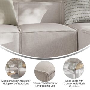 Flash Furniture Bridgetown Fabric Middle Chair Module for Sectional Sofa, Customizable Modular Couch Armless Middle Seat, Cream