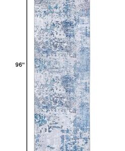 Mecko Modern Abstract Area Rug-2'6" x 8' Long Hallway Runner Rug Soft Washable Non-Slip Contemporary Entryway Mat, Accent Throw Rug for Living Room Bedroom(Blue,2'6" x 8')