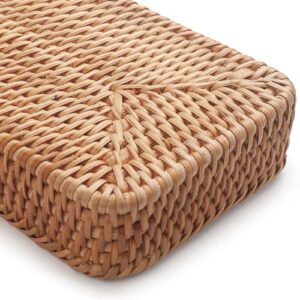 Rattan Bathroom Vanity Trays Toilet Tank Baskets Long Narrow Hand Towel Storage Basket for Storage, Decorative (Natural 10.2 x 4.9 x 1.8 inch)