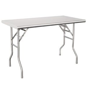 hardura folding stainless steel table 24x48 inches with galvanized legs nsf commercial portable folding prep table for restaurant kitchen home and hotel