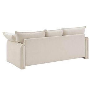 DREAMODERN Sectional Sofa Couch for Living Room, 81.49" Wide Mid-Century Back Upholstered Sofa Couch with 2 Pillows, 3-seat Deep Seat Couch for Apartment, Office - Beige