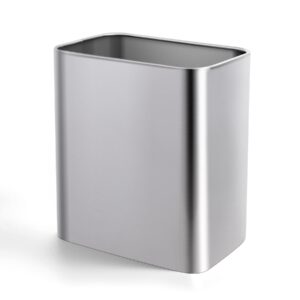 cesun small bathroom trash can 2.1 gallon wastebasket, modern metal garbage can office waste basket, silver stainless steel trash bin for bedroom, home office, toilet, rv, near desk, under sink.