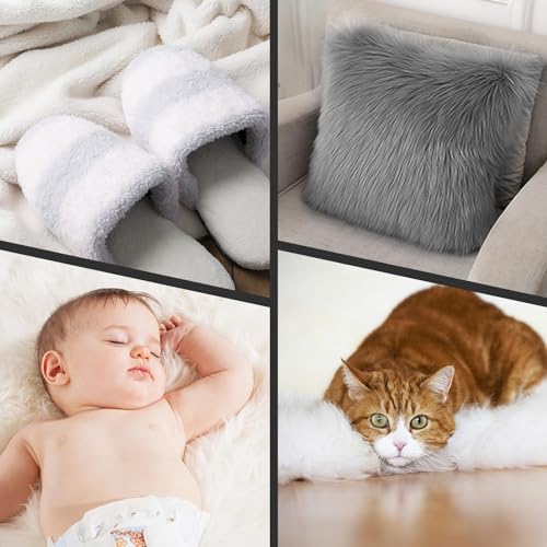 Shaggy Plush Fur Fabric Christmas Craft Fur 10 x 20inch Fuzzy Fabric Sewing Fur Cuts for DIY Crafts Halloween Winter Costume Decoration Rug Mat(Grey)