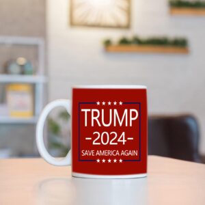 WENSSY Trump for President Mug, Donald Trump 2024 Save America Again Mug, Trump 2024 Mug, Trump for President of The United States 11 Ounce Red