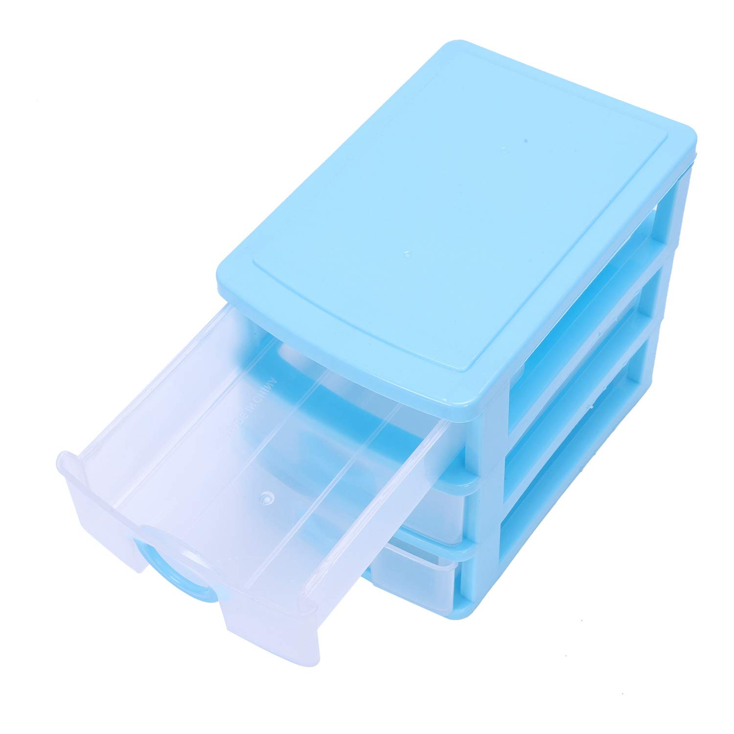 TAMOSH translucent Drawer type plastic Storage Box（Blue 3 Layers）