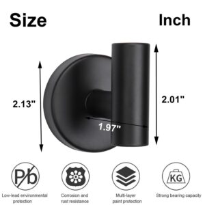 TocTen Towel Hook for Bathroom, 5 Pack Wall Mounted Robe Hook, SUS 304 Stainless Steel Coat Hook, Heavy Duty Door Hanger Towel Hook for Bathroom Kitchen Office and Cabinet(Matte Black, 5 Pack)