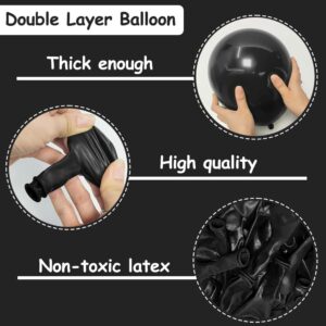 Black Balloons-Double Stuffed Black Balloons Different Sizes Latex Premium Black Balloon Garland Matte Black balloon Arch Kit for Birthday Graduation Wedding Baby Shower Party decorations