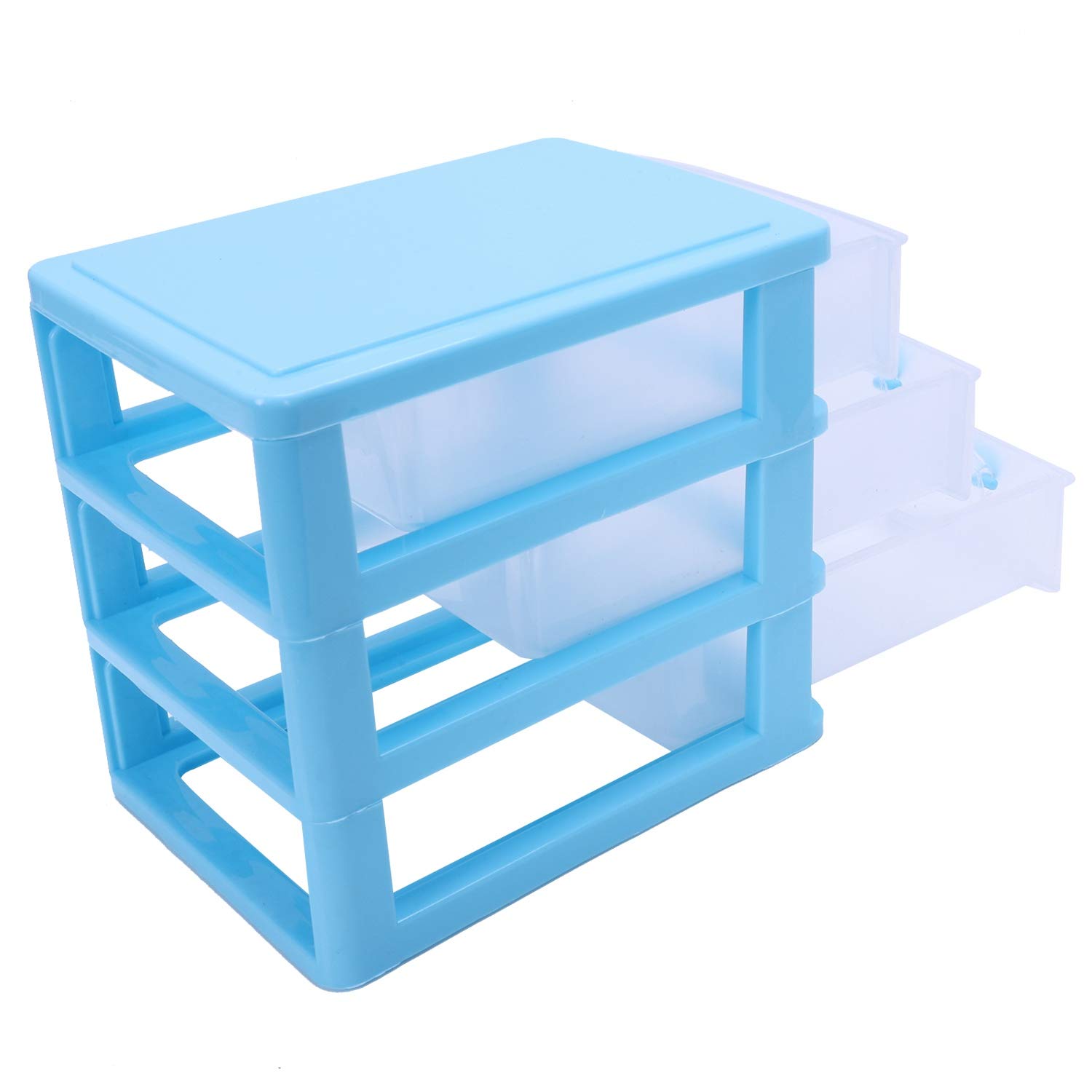 TAMOSH translucent Drawer type plastic Storage Box（Blue 3 Layers）