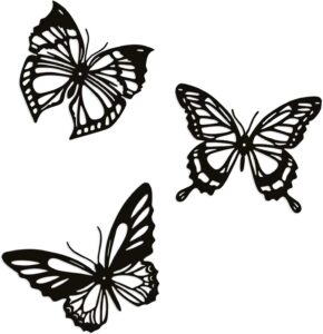 metal butterfly wall decor - lylence 3pcs black metal butterfly wall decoration, metal butterfly outdoor decor, versatile butterfly wall decoration for living room, bedroom and bathroom - large size 3