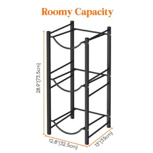 Lifewit 5 Gallon Water Jug Holder, 3 Tier Water Bottle Stand, Heavy Duty Water Dispenser Rack with 3 Slots for Gallon Jugs, Detachable Water Storage Shelf Organizer for Home Living Room Office, Black