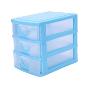 TAMOSH translucent Drawer type plastic Storage Box（Blue 3 Layers）