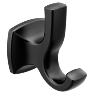 moen voss matte black double robe hook, yb5103bl