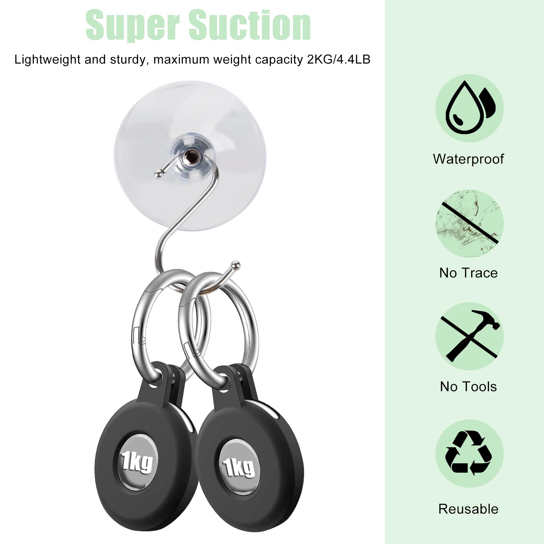 Lianxuia 16 Pcs Suction Cup Plastic Suction Pads, 50mm/1.96 inch Clear PVC Sucker Pads, Strong Adhesive Suction Holder with M5 Screw Nut for Windows, Bathrooms, Glass Walls, Car Sun Shades