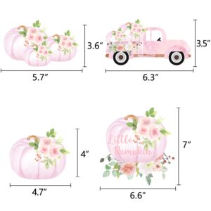 Little Pumpkin Centerpiece Fall Birthday Baby Shower Table Centerpieces Autumn Jar Flower Arrangement Sign Decoration 24PCS Pink