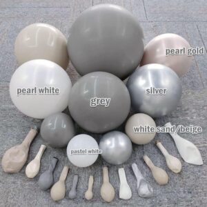 Grey White Balloon Garland - Double Stuffed Sand White Pearl Silver Balloons Neutral Gray Beige White Balloon Arch Kit for Bridal Wedding Baby Shower Birthday Christmas Party Decoration