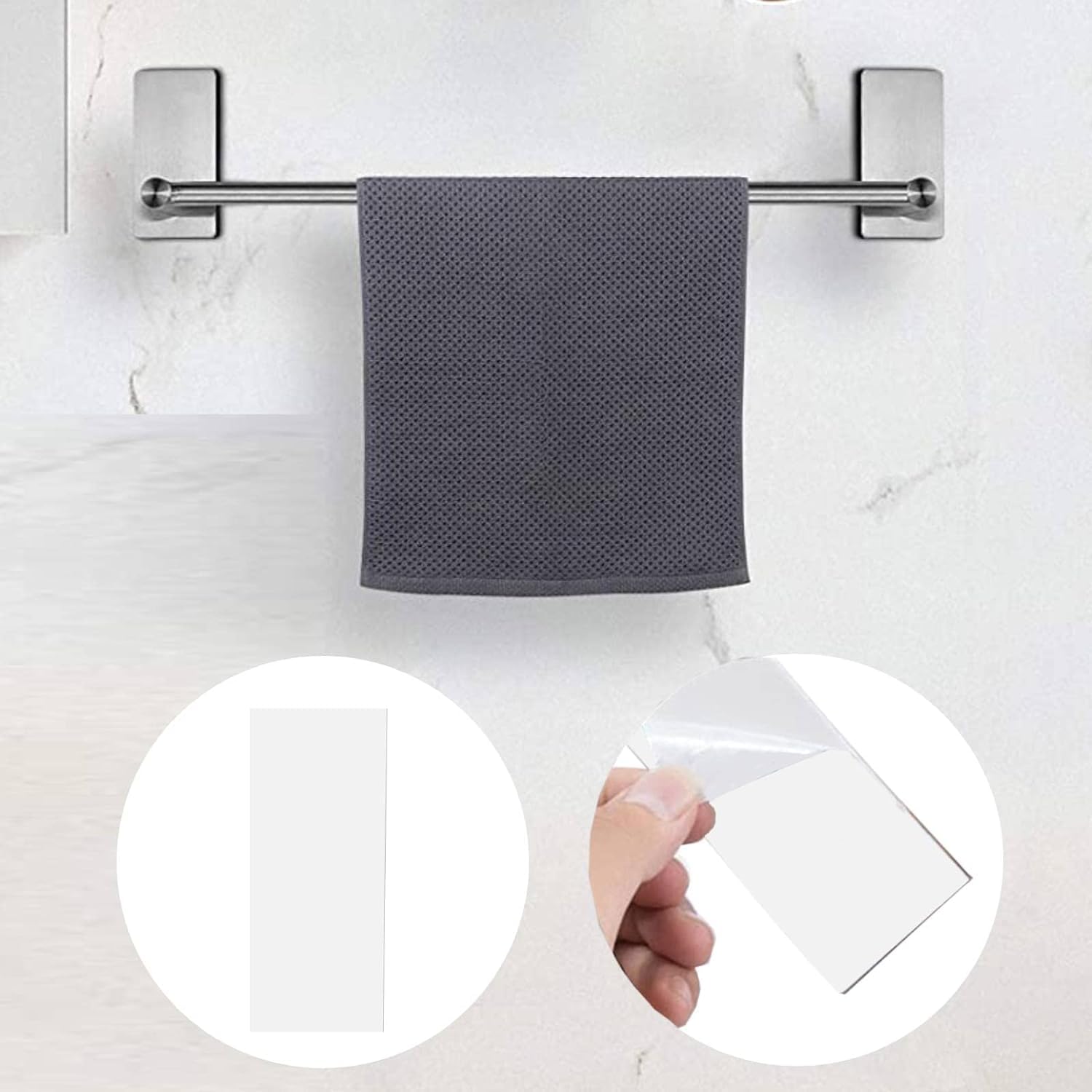 Self-Adhesive Strips, Bathroom Towel Holder Replaces Stickers, Replacement Adhesive Strips Compatible Self-Adhesive Towel bar, Bathroom Towel Rack, 3.35 x 1.57 inches (Pack of 4)