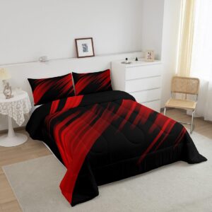 jejeloiu Red Ombre Bedding Set Ombre Effects Comforter Set for Kids Boys Girls Teens Room Decor Geometry Comforter Queen Size Abstract Art Design Duvet Set 3Pcs