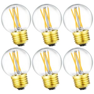 leools dimmable wall sconces edison bulb g16.5 4w equal 40 watt ac120v clear glass soft white 3000k e26 light bulb for pendant,chandeliers,vanity, 400lm 6pack