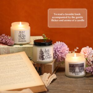 MTLEE 6 Pcs Christmas Book Lover Gifts 3.5 oz Book Scented Candle Library Lovers' Day Gifts Rustic Bookshelf Sign Soy Wax Jar for School Readers Writers Students Teacher Office(Classic Scent)