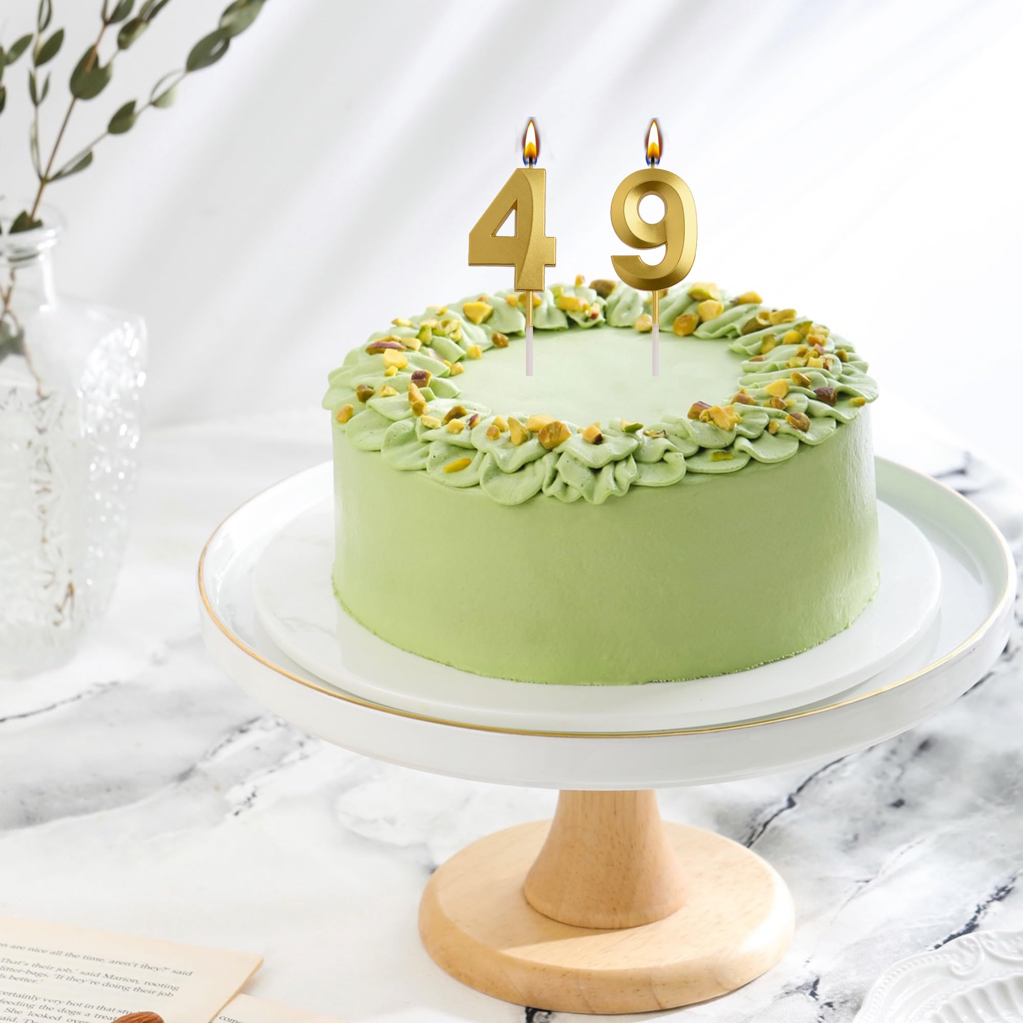 AOOLADA 49th 94th Birthday Candles, Gold 94 49 Year Old Number Birthday Candles, Birthday Party Decorations Cake Topper Gifts for Men Women