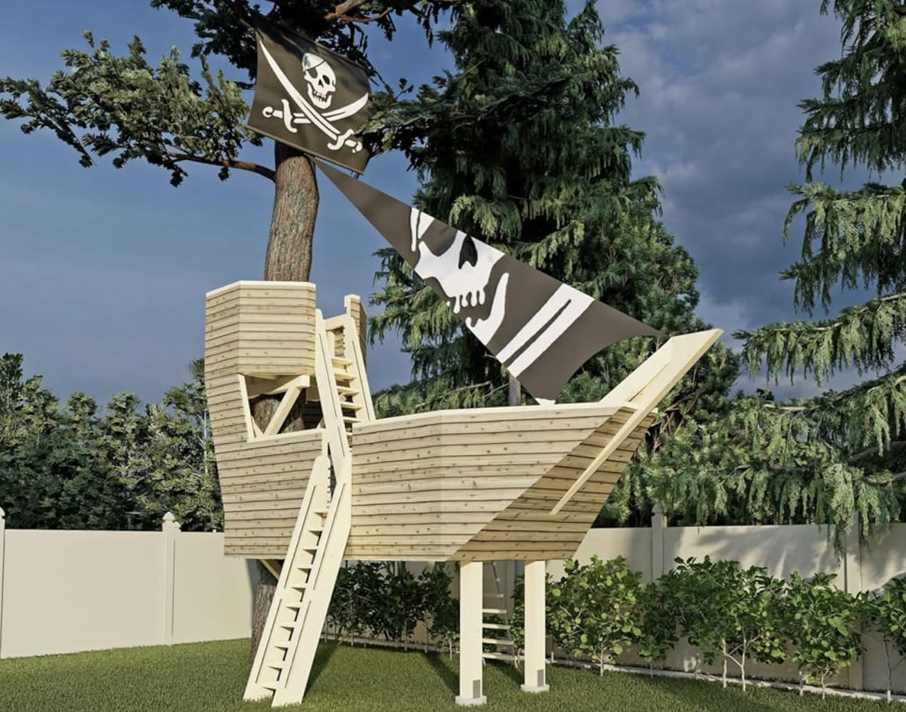 The Pirate Ship © 1 Tree 2 Post Treehouse Plan