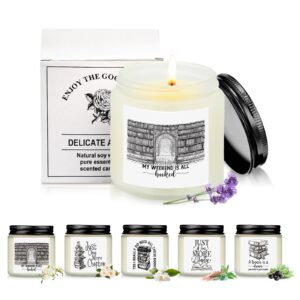 mtlee 6 pcs christmas book lover gifts 3.5 oz book scented candle library lovers' day gifts rustic bookshelf sign soy wax jar for school readers writers students teacher office(classic scent)