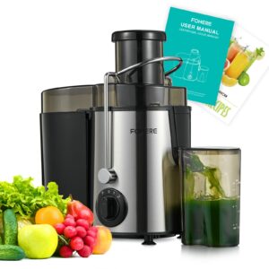 juicer machines, 600w centrifugal juicer with wide mouth 3” feed chute for whole vegetable and fruit with 3-speed setting, easy to clean, bpa free, high yield juice, juice recipe included