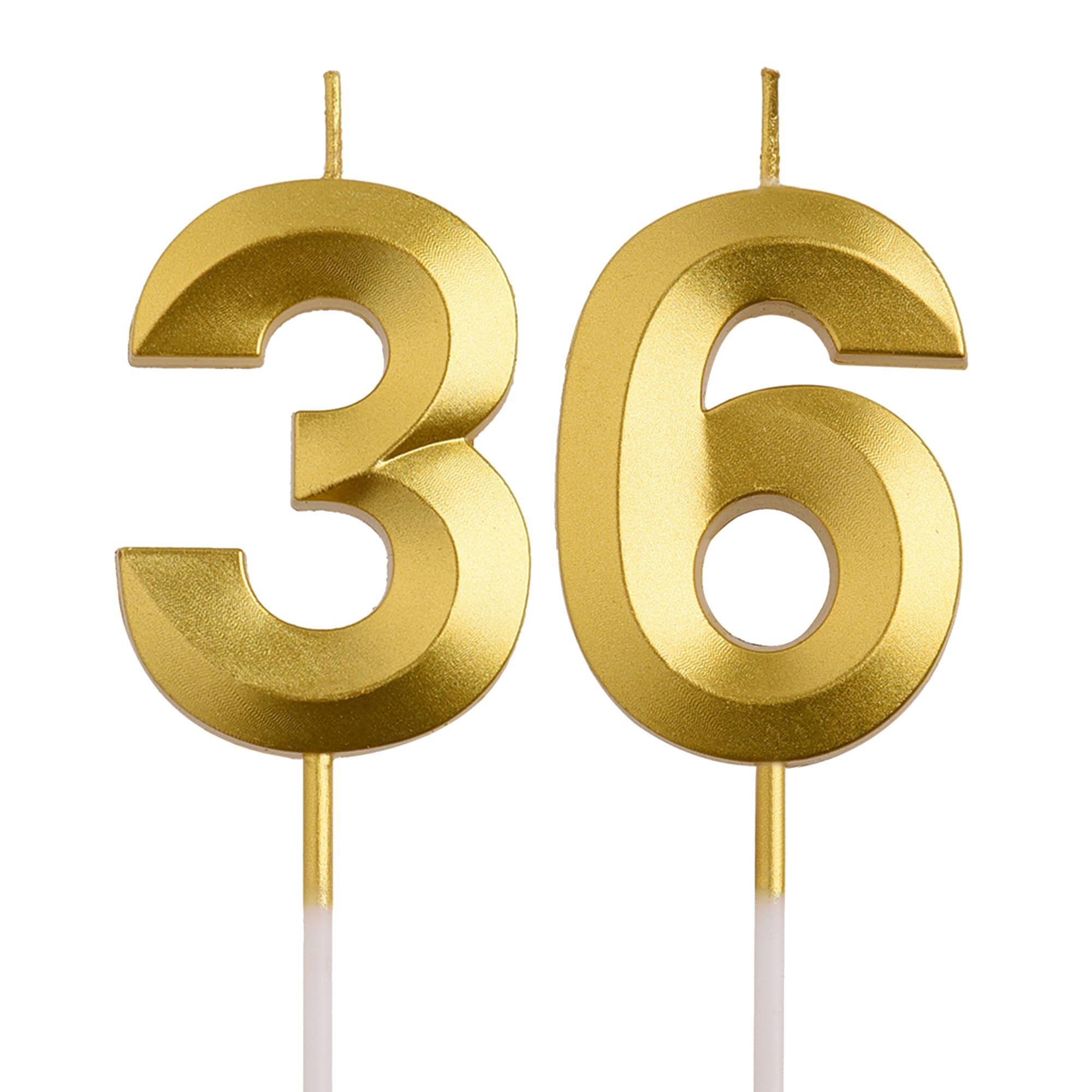 AOOLADA 36th 63rd Birthday Candles, Gold 63 36 Year Old Number Birthday Candles, Birthday Party Decorations Cake Topper Gifts for Men Women