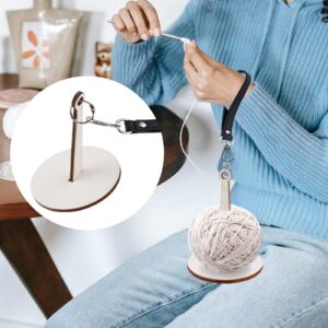 Wrist Yarn Holder, Portable Wrist Yarn Ball Holder Mini Stand Wood Minder with Leather Wristband Wooden Spinning Yarn Organizer for Knitting and Crochet Supplies