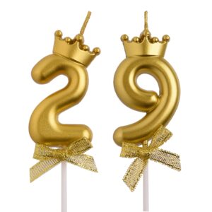 aoolada 29th 92nd birthday candles, gold 92 29 year old cake topper number birthday candles, happy birthday party decorations gifts for women men