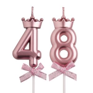 aoolada 48th 84th birthday candles, rose gold 84 48 year old cake topper number birthday candles, birthday party decorations gifts for women men