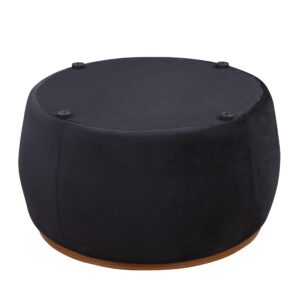 Morden Fort Ottoman Round Storage Coffee Table with Wooden Lid for Living Room, Circle 26" Ottoman, Black