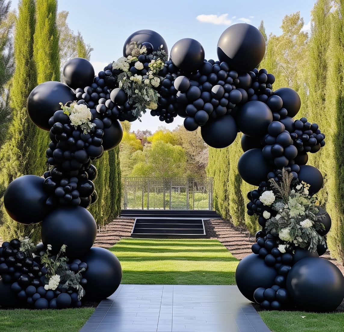 Black Balloons-Double Stuffed Black Balloons Different Sizes Latex Premium Black Balloon Garland Matte Black balloon Arch Kit for Birthday Graduation Wedding Baby Shower Party decorations