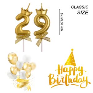 AOOLADA 29th 92nd Birthday Candles, Gold 92 29 Year Old Cake Topper Number Birthday Candles, Happy Birthday Party Decorations Gifts for Women Men