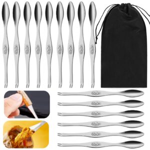 15pcs stainless steel seafood forks, crab forks with double headed 304 spoons, seafood tools for eating lobster crab leg shrimp