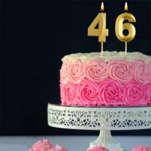 AOOLADA 46th 64th Birthday Candles, Gold 64 46 Year Old Number Birthday Candles, Birthday Party Decorations Cake Topper Gifts for Men Women