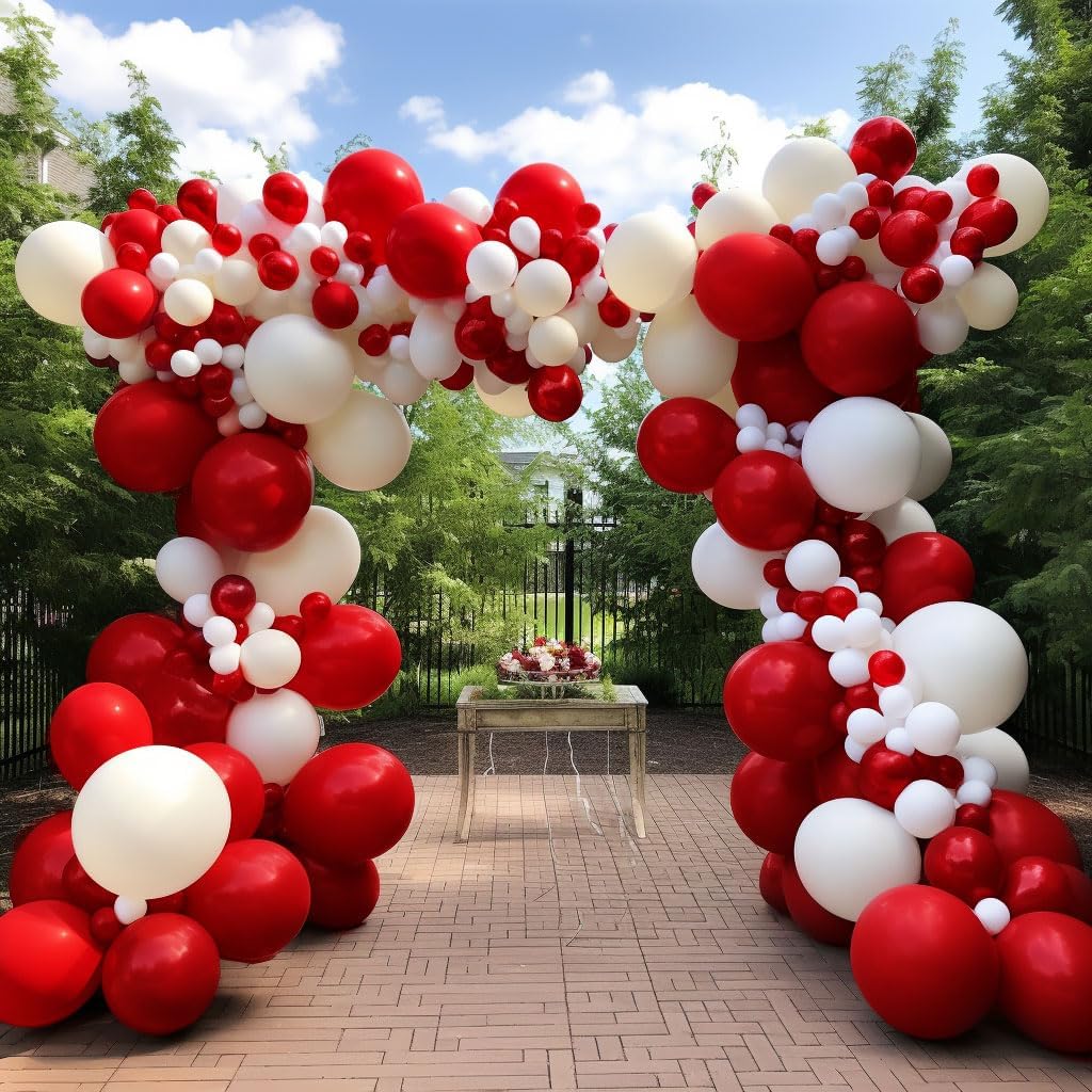 Red Balloons Double Stuffed Red Balloons Different Sizes Latex Ruby Red Balloon Garland Matte Premium Red Balloon Arch Kit for Birthday Wedding Baby Shower Mother's Day Christmas Party decorations