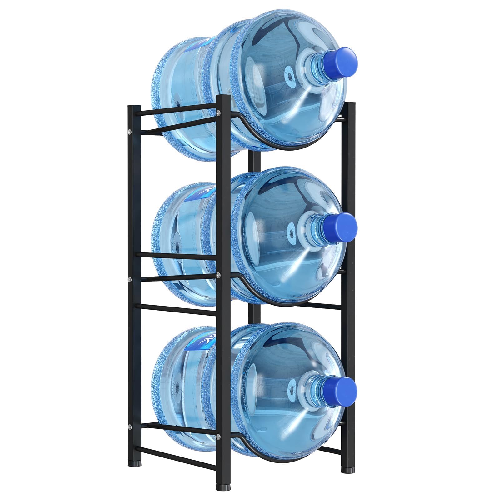 Lifewit 5 Gallon Water Jug Holder, 3 Tier Water Bottle Stand, Heavy Duty Water Dispenser Rack with 3 Slots for Gallon Jugs, Detachable Water Storage Shelf Organizer for Home Living Room Office, Black