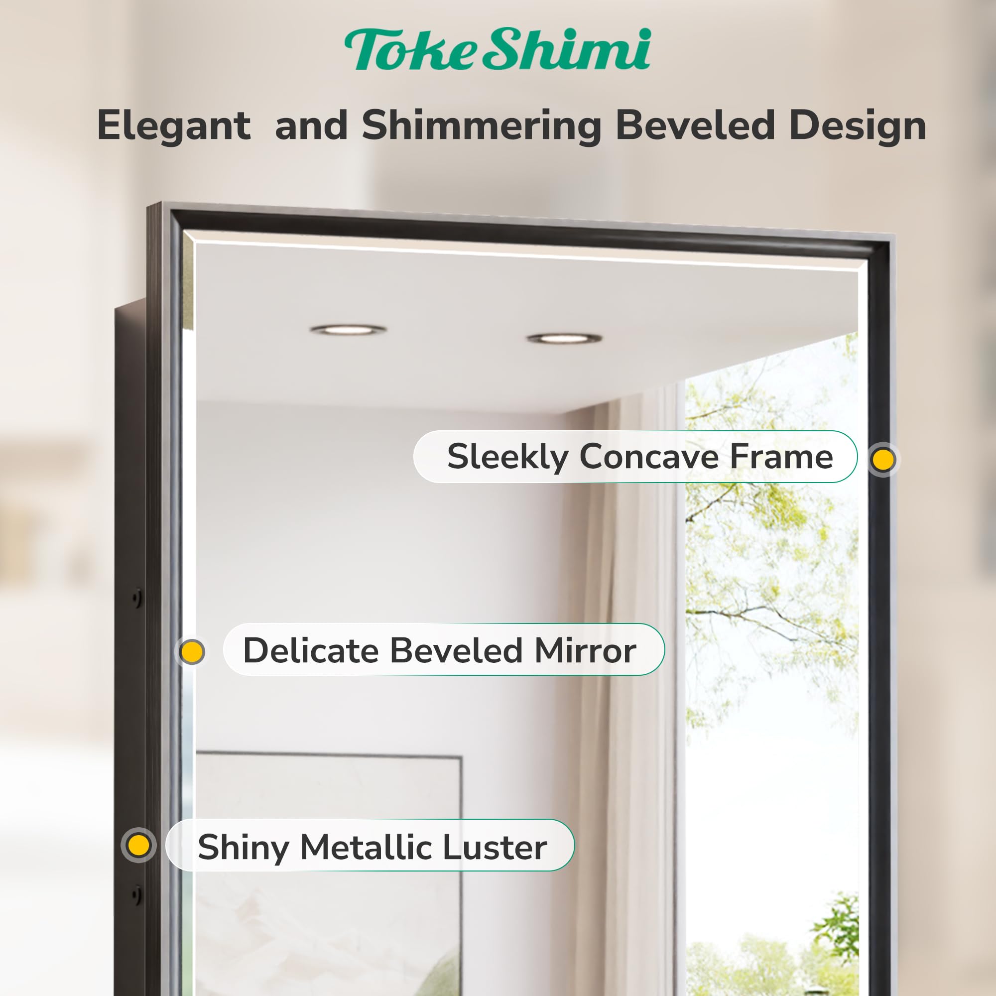 TokeShimi 16x24 Recessed Medicine Cabinet with Mirror Wall Mounted, Metal Beveled Mirror with Storage for Bathroom Vanity, Aluminum Alloy Medicine Cabinet Mirror Black 1 Door