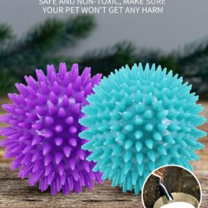 Pweituoet 3.5” Spike Dog Balls with Squeaky, Thicker and Durable, 2 Pack Dog Chew Toys Clean Teeth Training for Puppy Small Medium Large Dogs, Dog Ball Toys for Aggressive Chewers