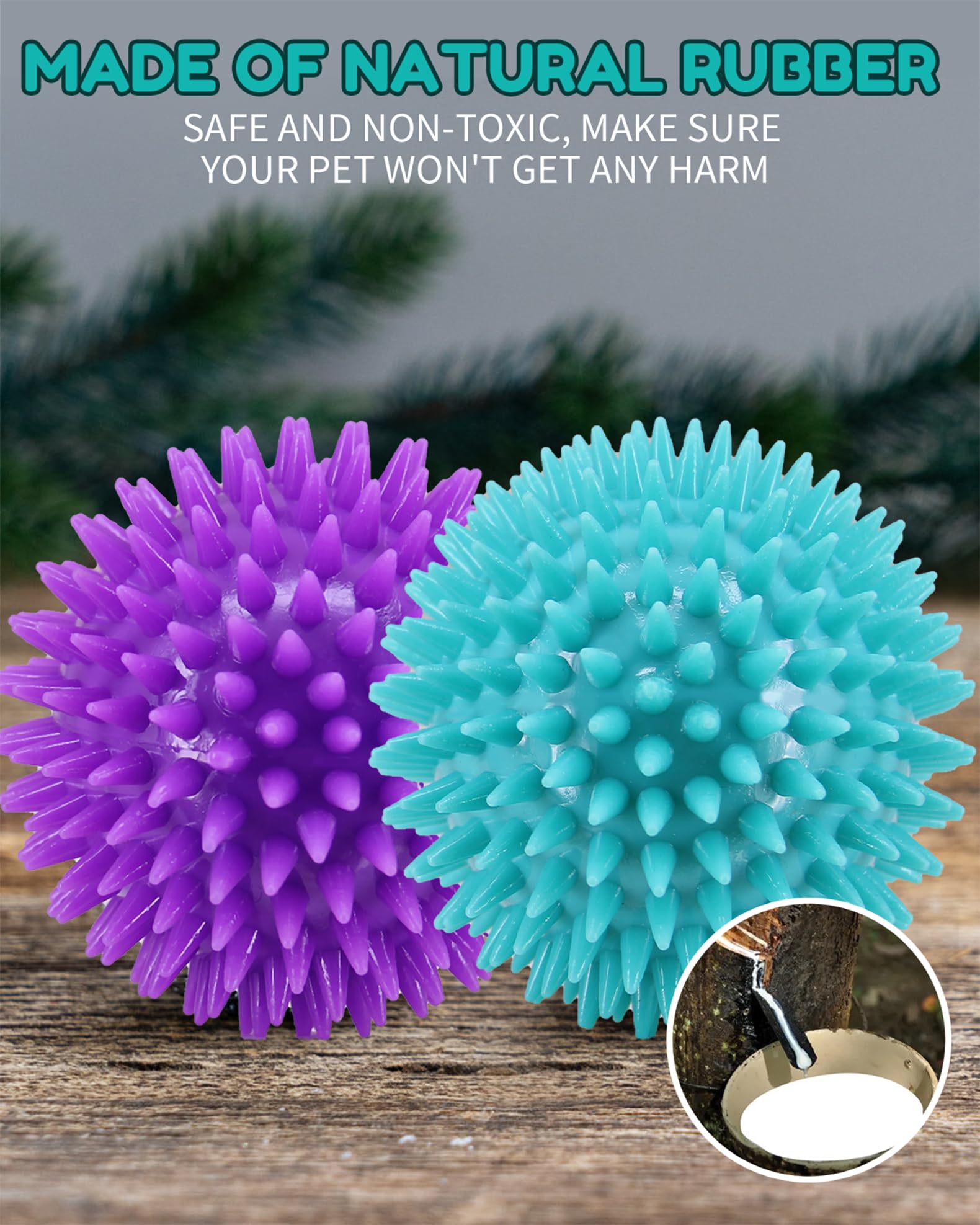 Pweituoet 3.5” Spike Dog Balls with Squeaky, Thicker and Durable, 2 Pack Dog Chew Toys Clean Teeth Training for Puppy Small Medium Large Dogs, Dog Ball Toys for Aggressive Chewers