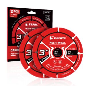 ezarc 3 inch cut off wheels, carbide cutting disc, angle grinder cutting wheel for wood, wood with nails, laminate, plastic, plaster, 2 pack