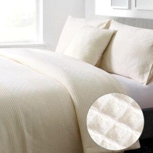 yinfung waffle duvet cover 100% cottton cream queen waffle weave textured off white ivory striped tufted geometric bedding set luxury hotel 90x90