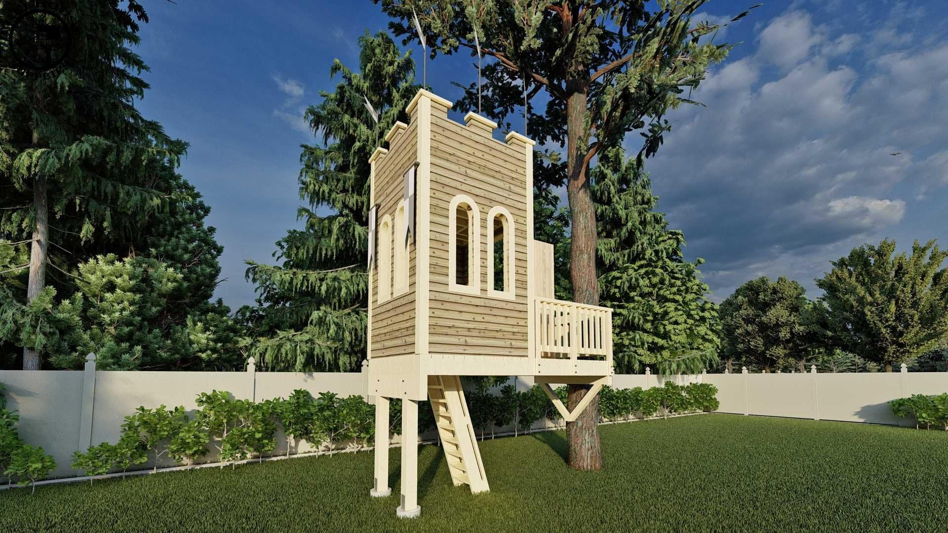 The Enchanted Castle © 1 Tree 2 Post Treehouse Plan